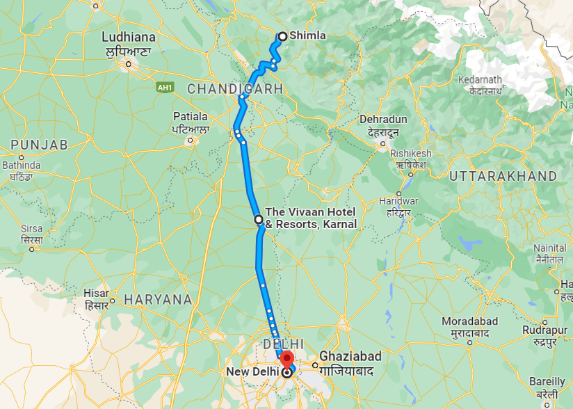 Shimla to Delhi Road Trip - The Vivaan